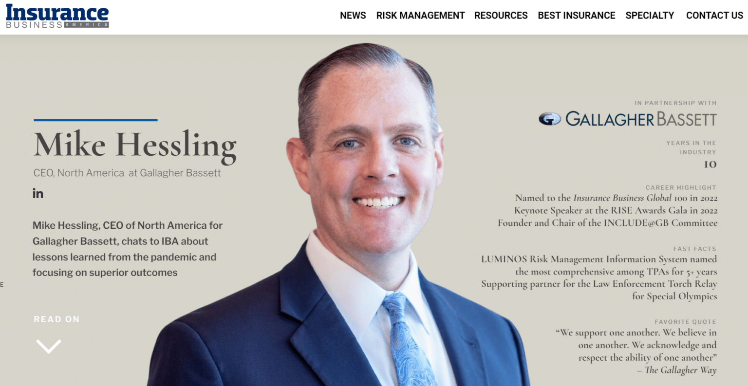 Mike Hessling, CEO of North America for Gallagher Bassett, chats to IBA ...